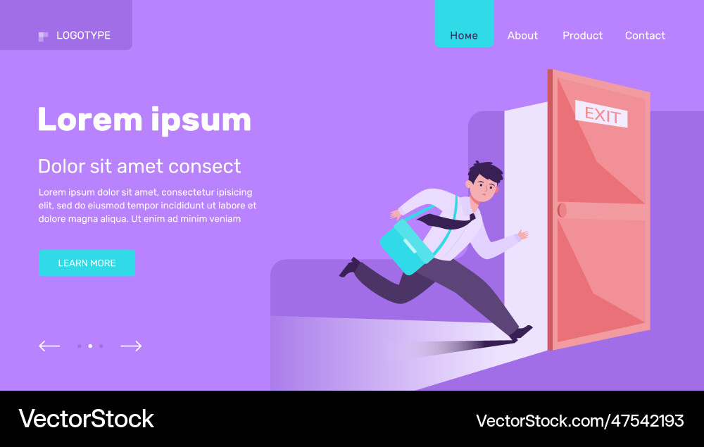 Businessman running to escape exit Royalty Free Vector Image