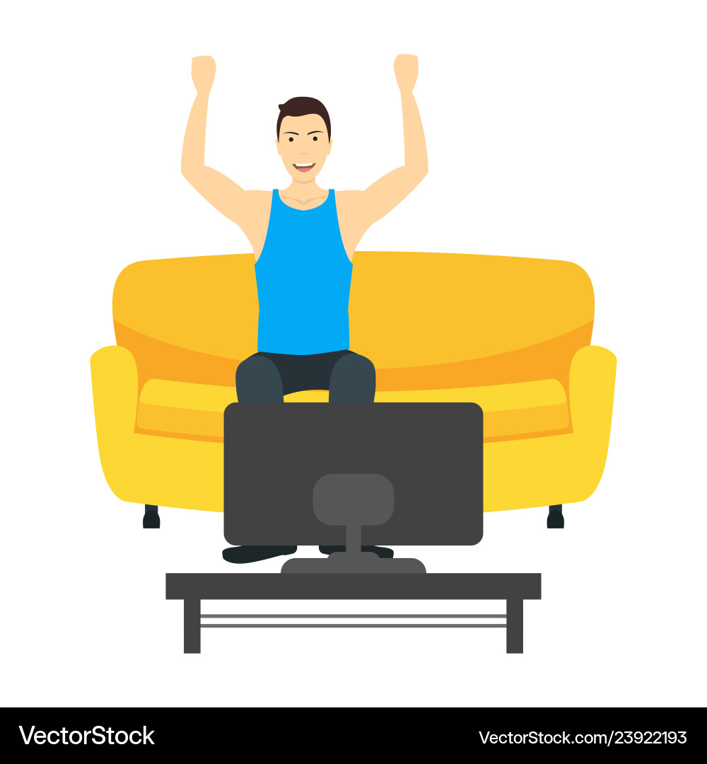 Cartoon character man watching television on the Vector Image