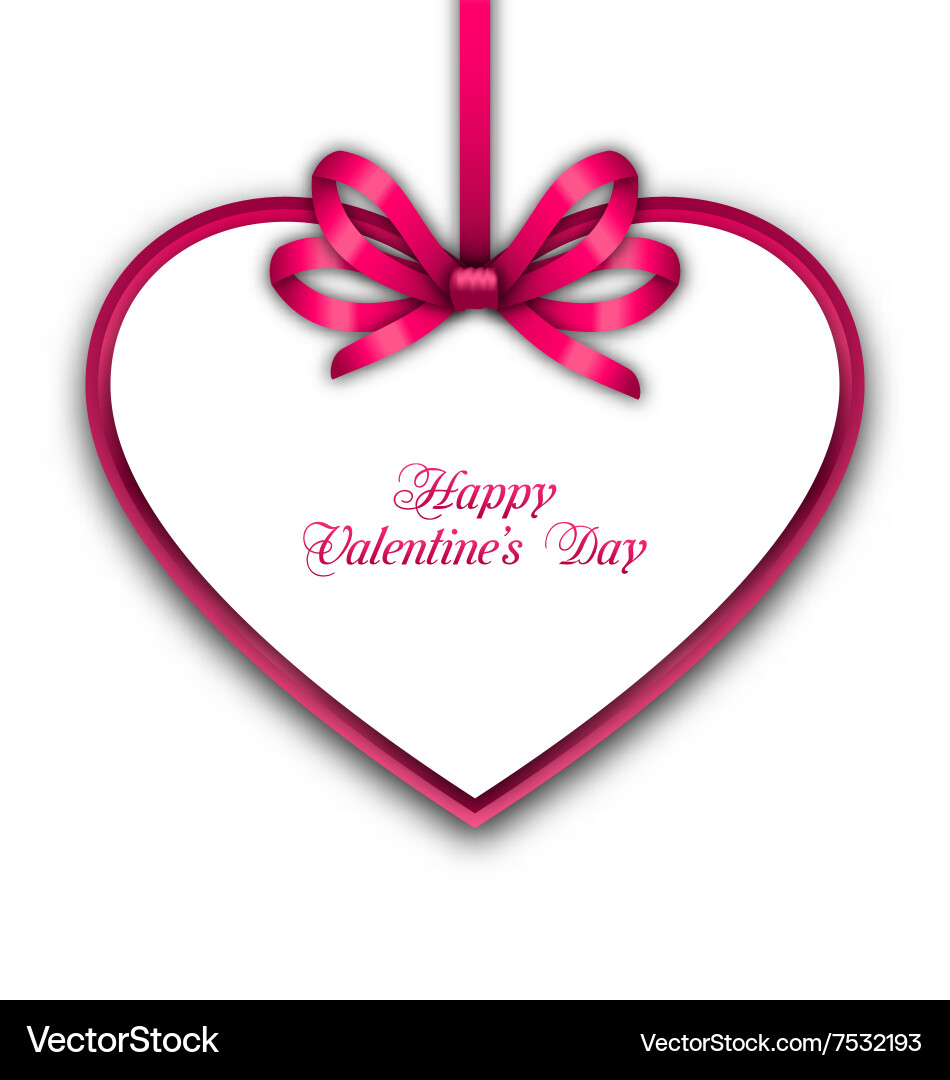 Celebration Card in form Heart with Ribbon for Vector Image