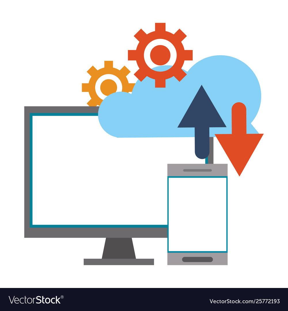 Cloud computing and technology symbols Royalty Free Vector