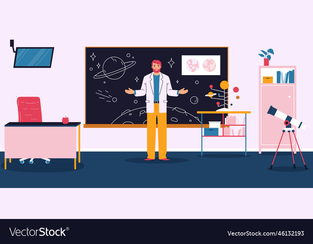 Flat school teacher Royalty Free Vector Image - VectorStock