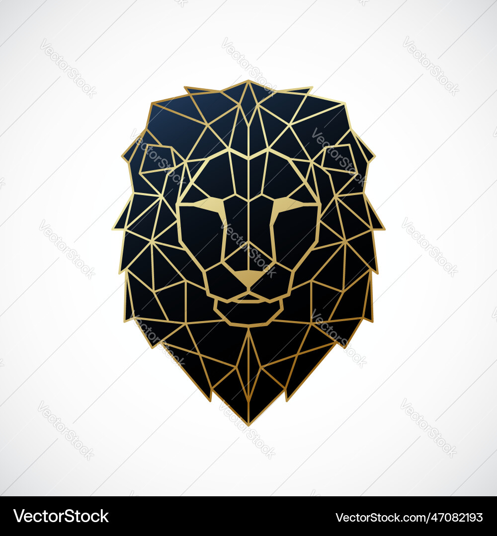 Geometric golden lion head isolated on white Vector Image