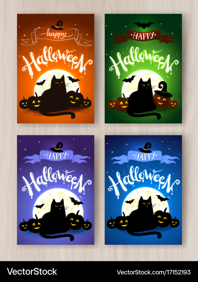 Happy halloween postcards designs collection Vector Image