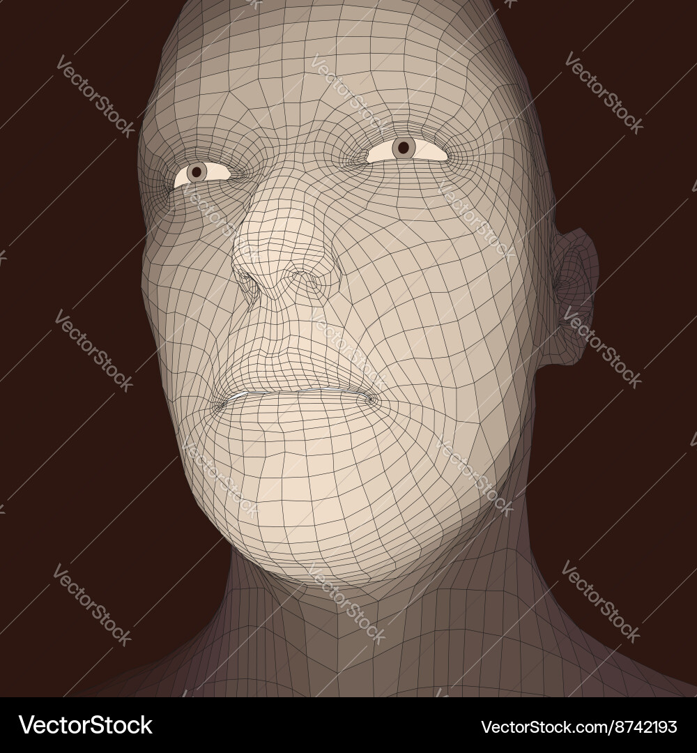 Head of the person from a 3d grid human Royalty Free Vector