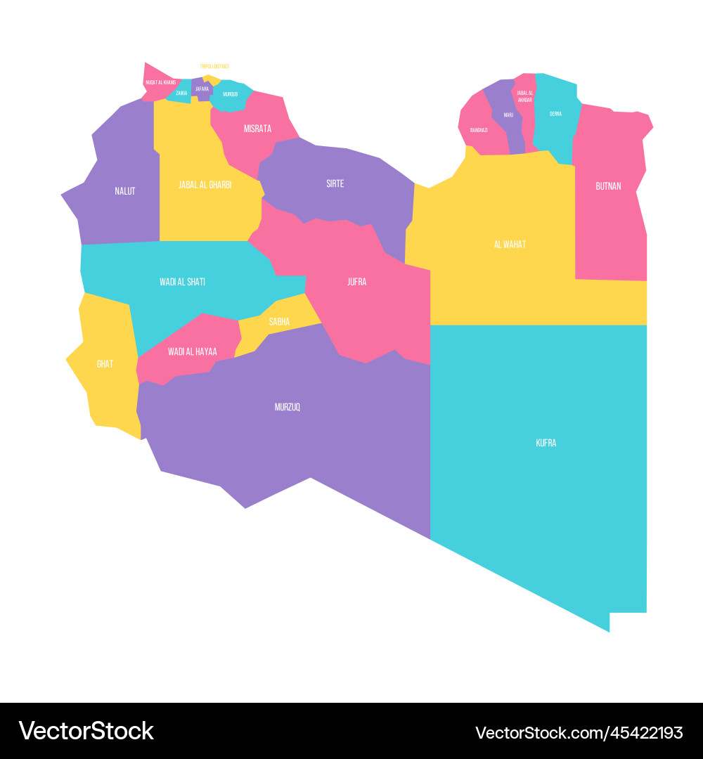 Libya political map of administrative divisions Vector Image