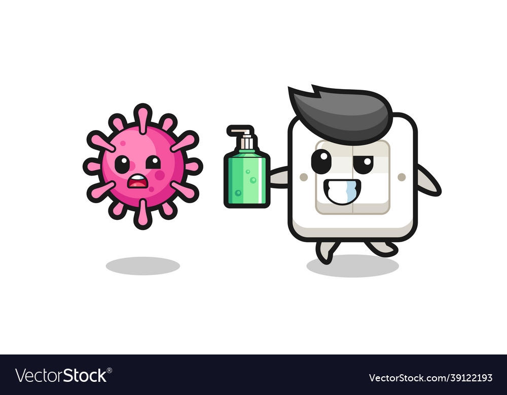 Light switch character chasing evil virus Vector Image