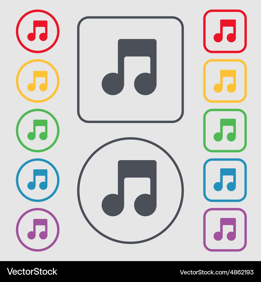 Music note icon sign symbol on the round Vector Image