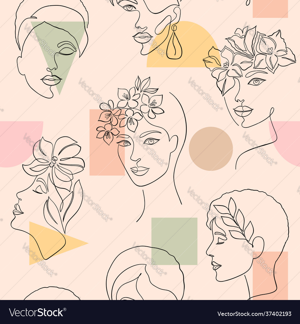 Pattern with women faces Royalty Free Vector Image