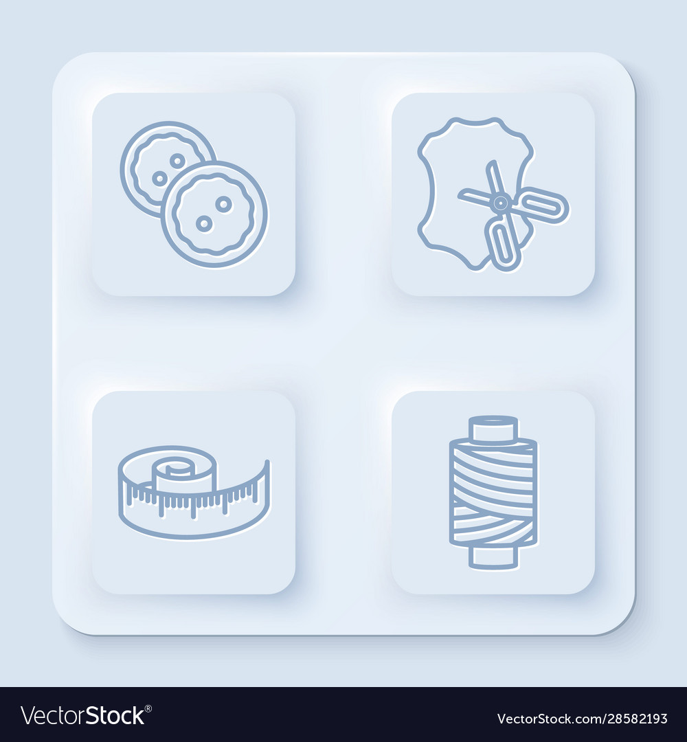 Set line sewing button for clothes scissors Vector Image