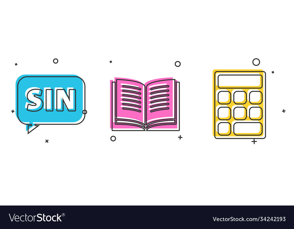Set mathematics function sine open book Royalty Free Vector