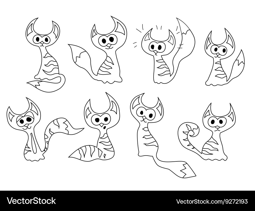 Set of cartoon contour cats Royalty Free Vector Image
