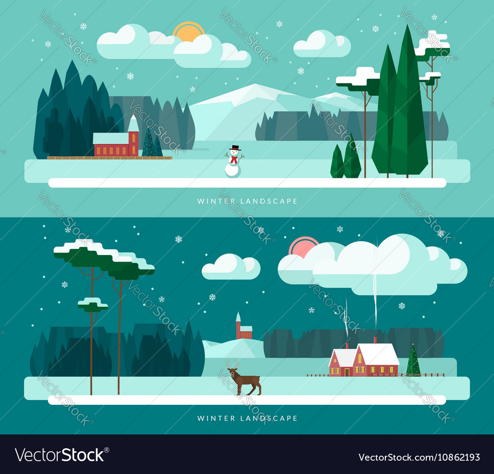 Set winter landscape Royalty Free Vector Image