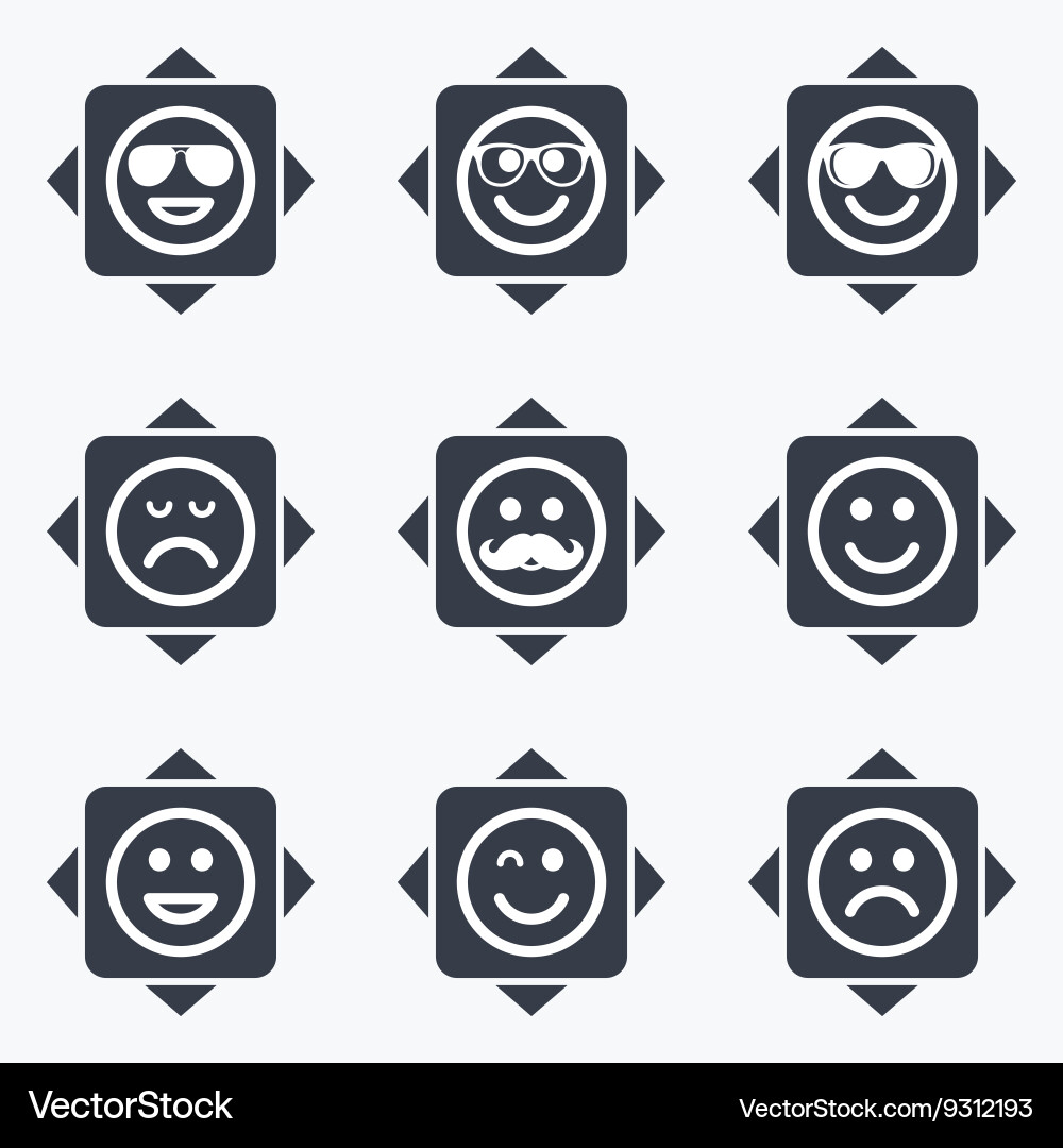 Smile icons sunglasses mustache and laughing Vector Image