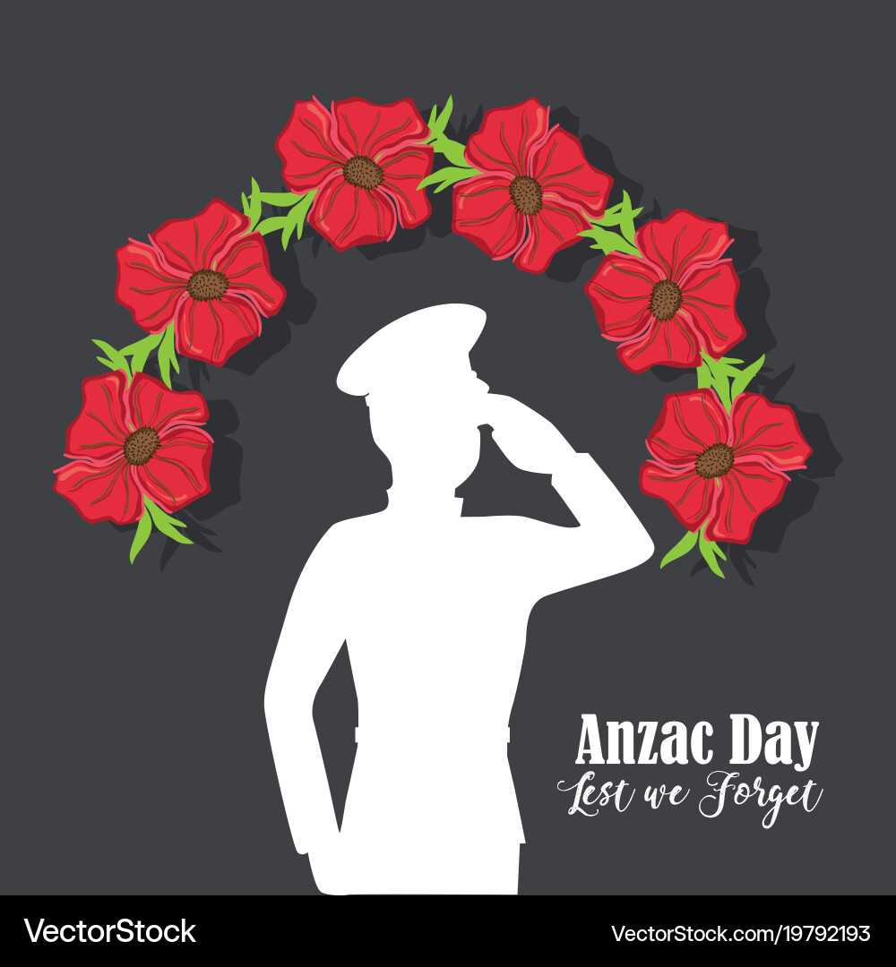 Soldier with flowers to anzac day memory Vector Image
