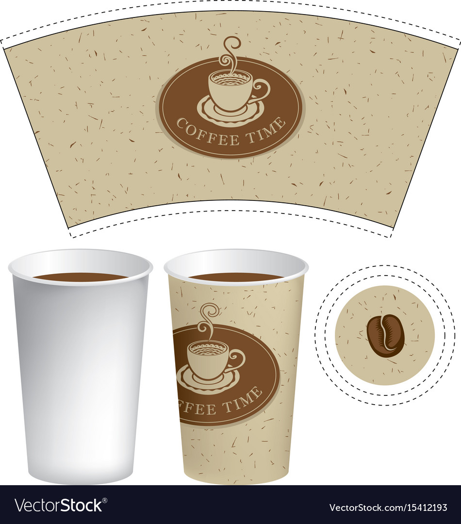 Template Paper Cup For Hot Drink With Coffee Cup Vector Image