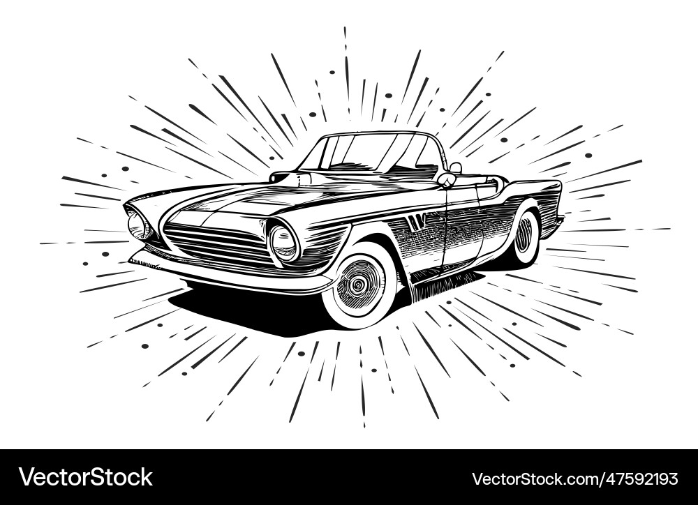 Vintage car abstract sketch hand drawn in doodle Vector Image
