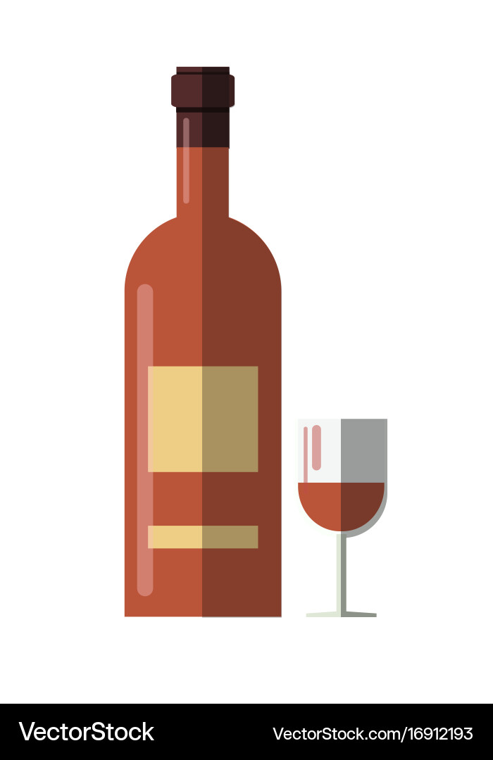 Wine bottle and alcohol drink glass cup Royalty Free Vector