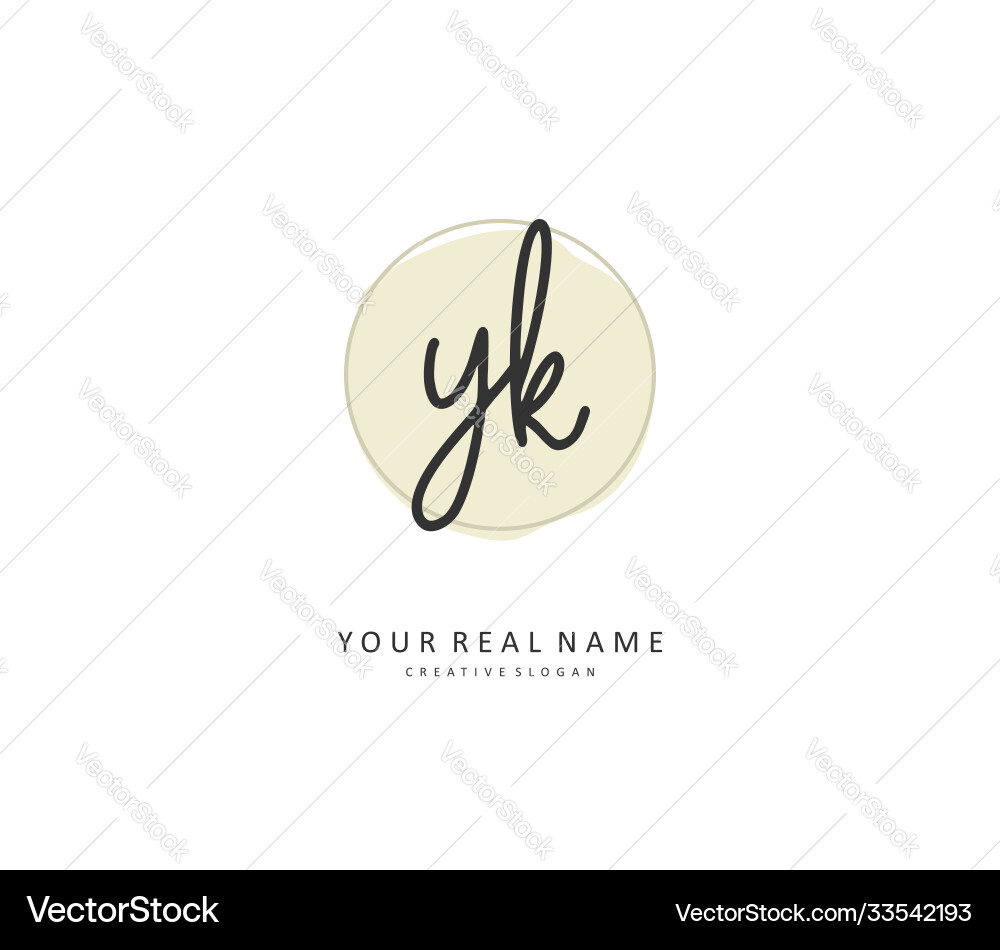 Y k yk initial letter handwriting and signature Vector Image