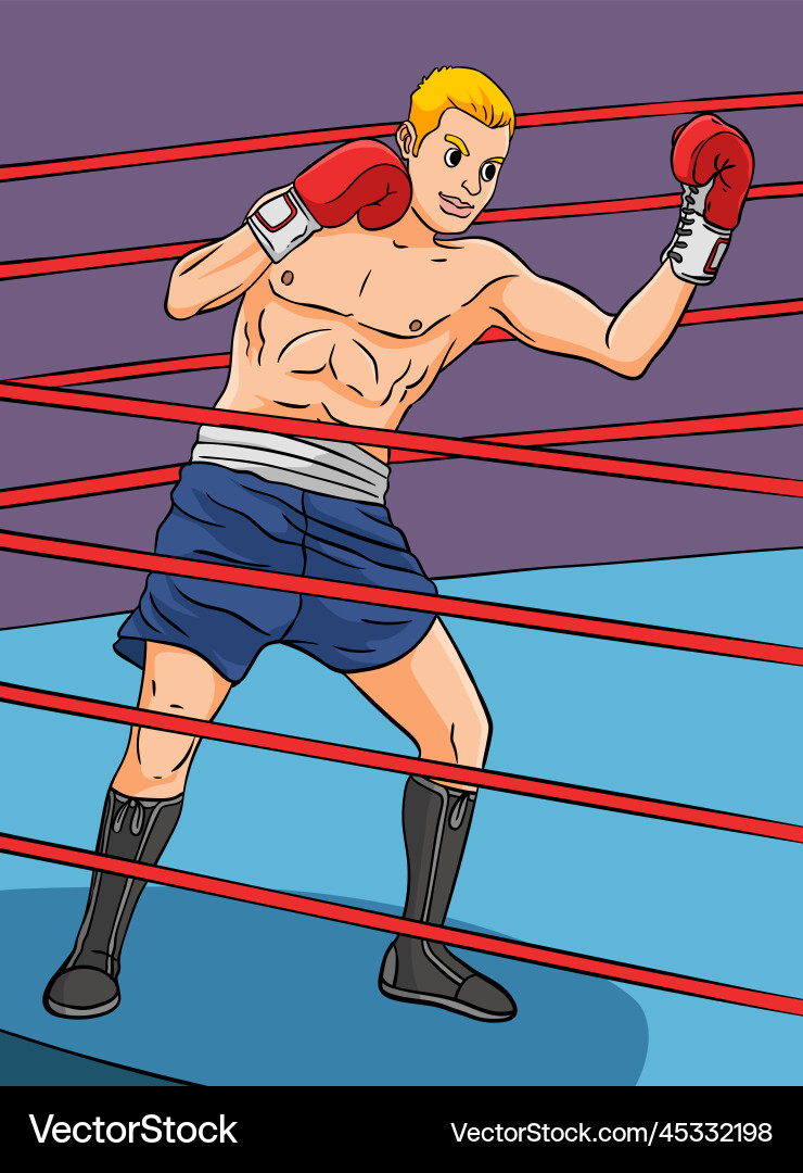 Boxing sports colored cartoon Royalty Free Vector Image