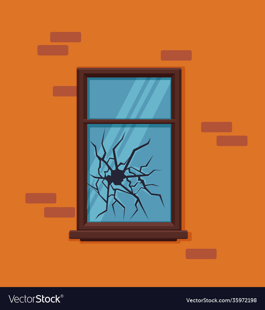 Broken window Royalty Free Vector Image - VectorStock