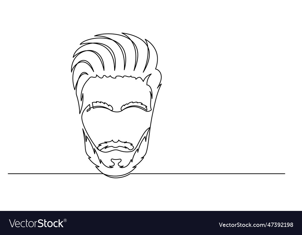Continuous one line face man Royalty Free Vector Image