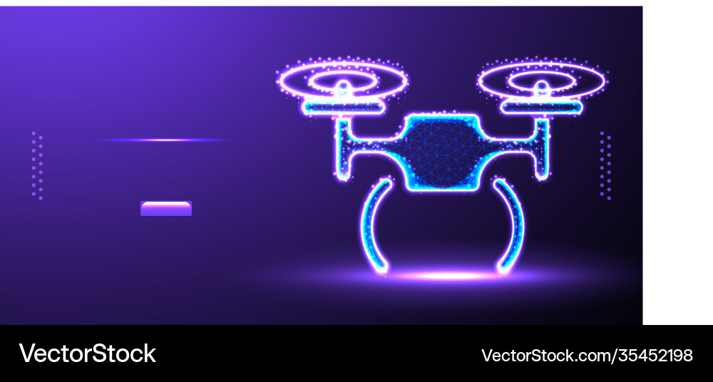 Drone quad copter low poly wireframe Royalty Free Vector