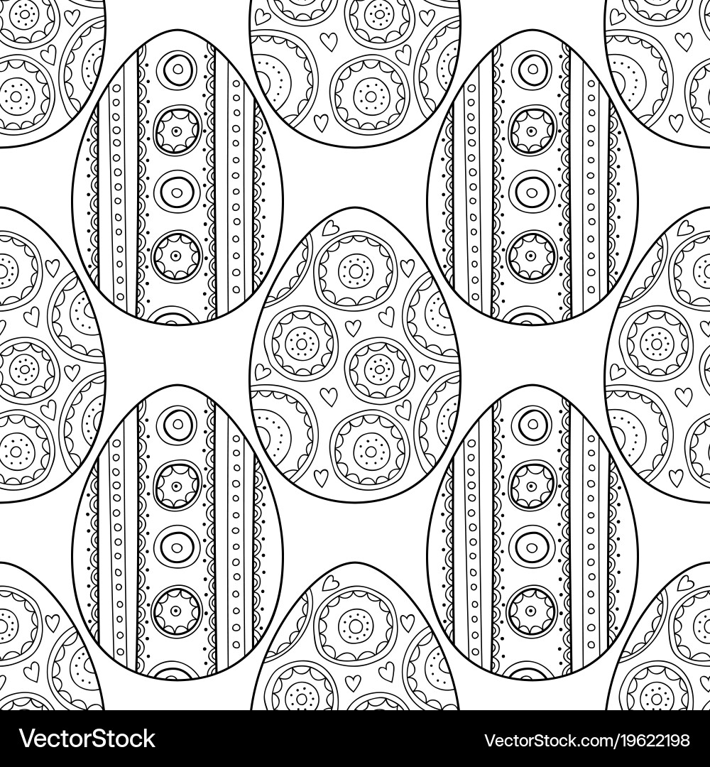 Easter eggs black and white seamless pattern Vector Image