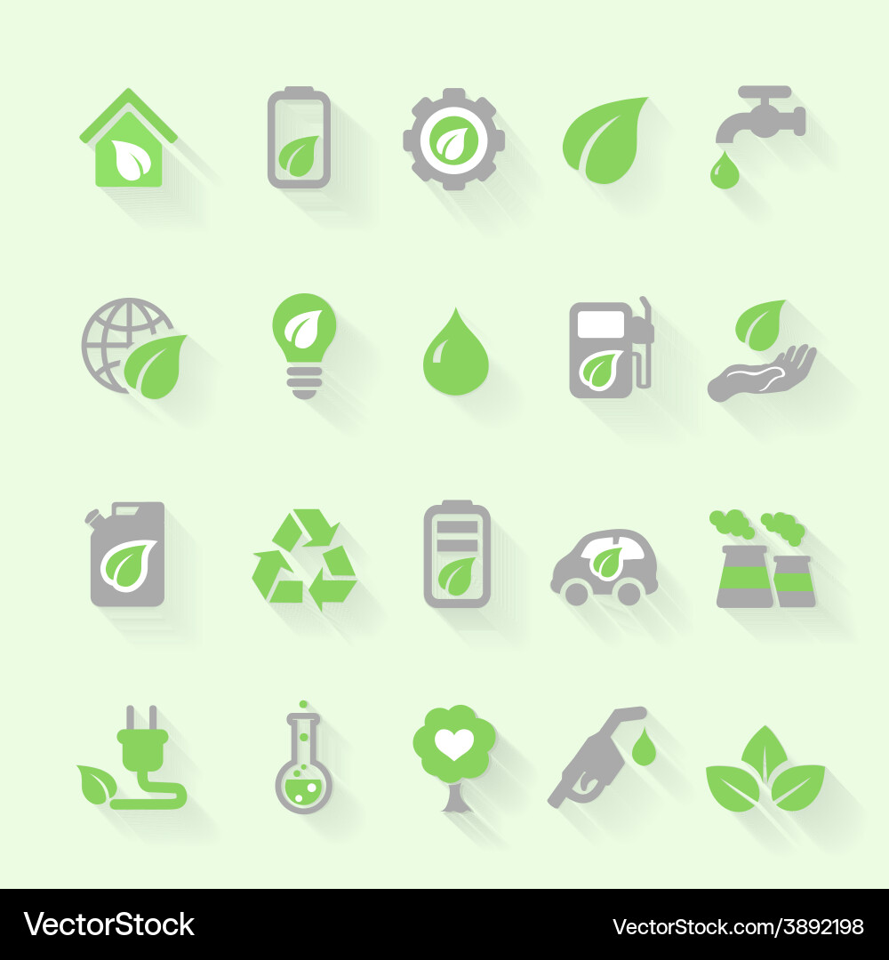 Ecology icons with environment green energy Vector Image