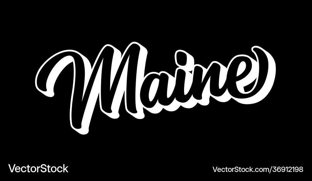 Hand sketched maine text 3d vintage retro Vector Image