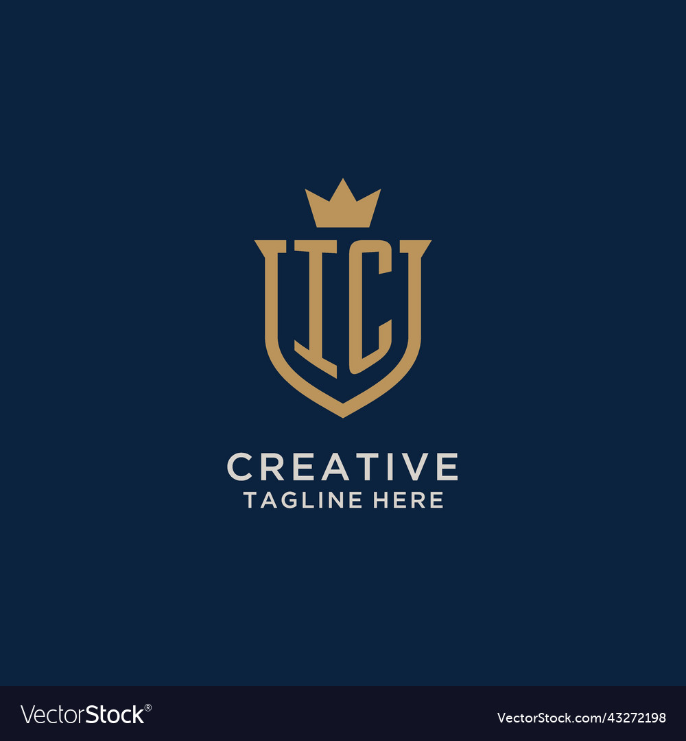 Ic initial shield crown logo Royalty Free Vector Image
