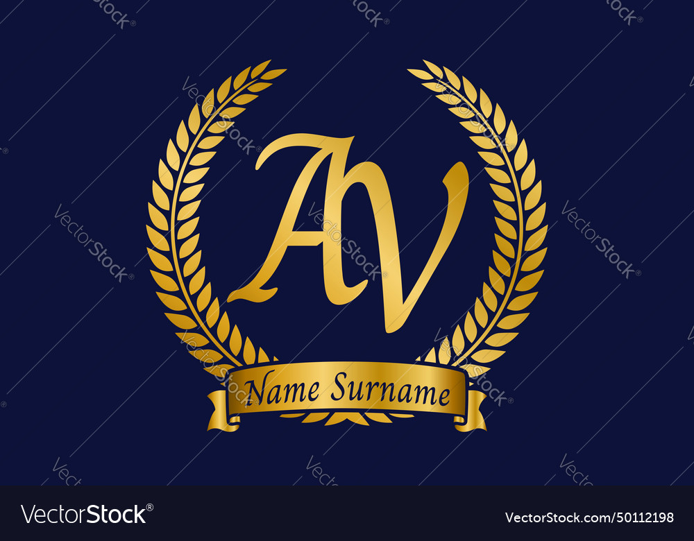 Initial letter a and v av monogram logo design Vector Image