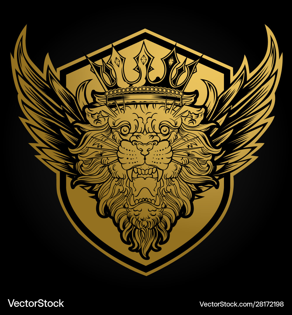 Lion aggry king drawing black amp white Royalty Free Vector