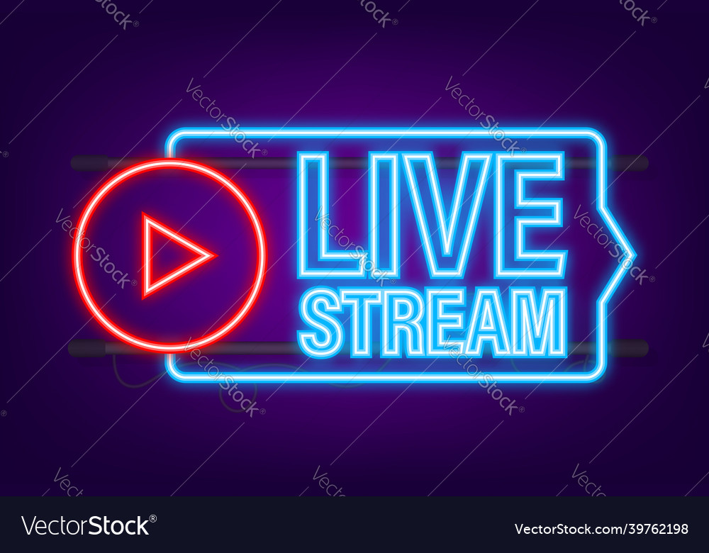 Live stream logo neon icon interface Royalty Free Vector