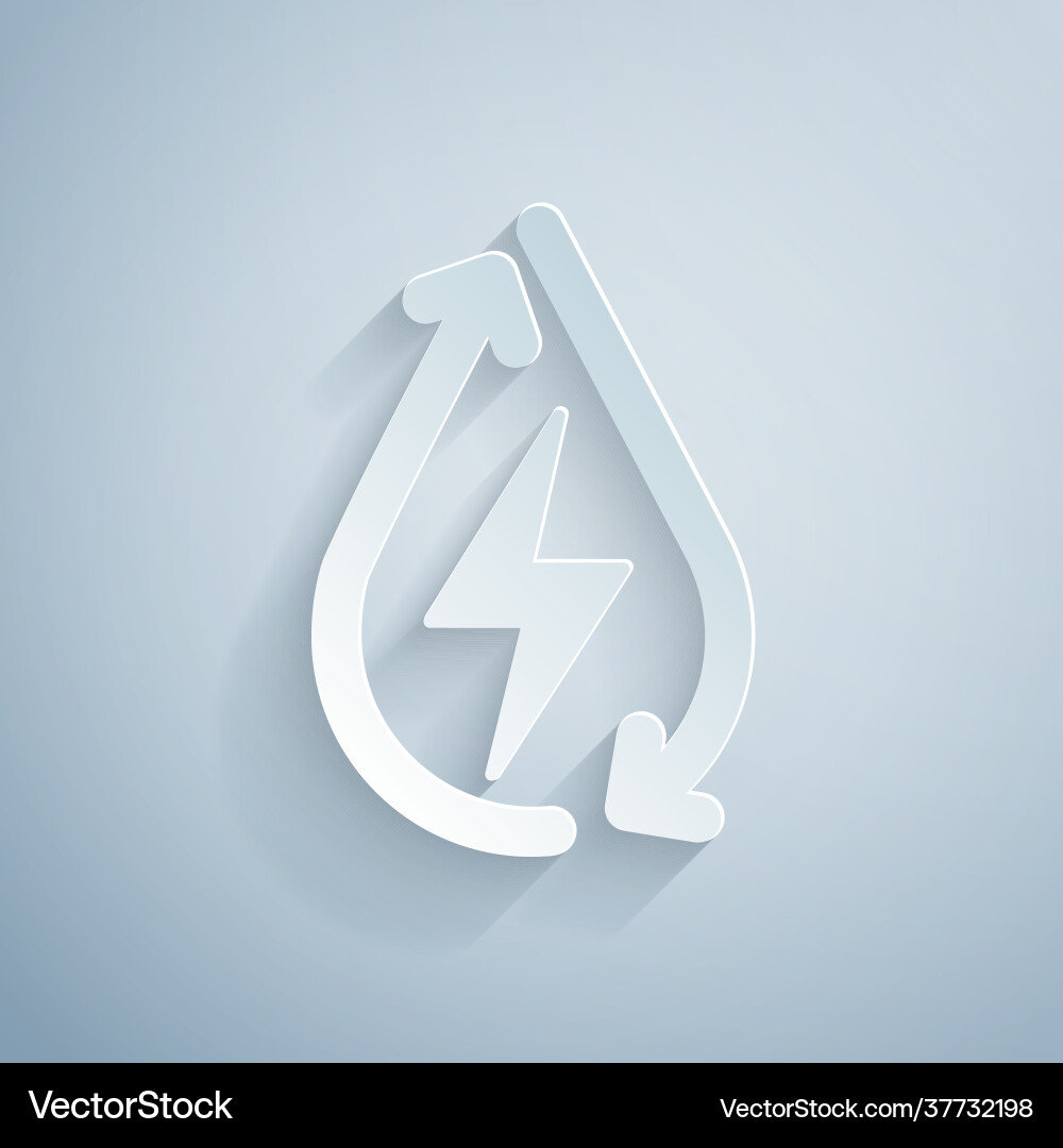 Paper cut water energy icon isolated on grey Vector Image