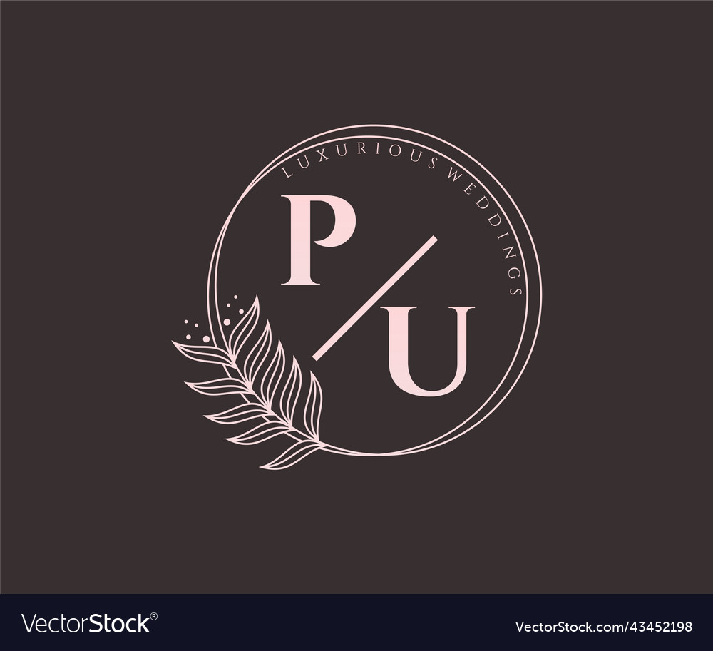 Pu initials letter wedding monogram logos Vector Image