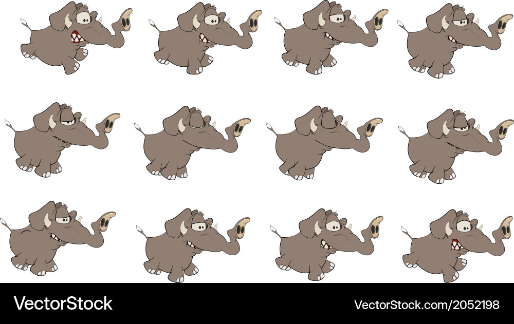Set of elephants cartoon Royalty Free Vector Image