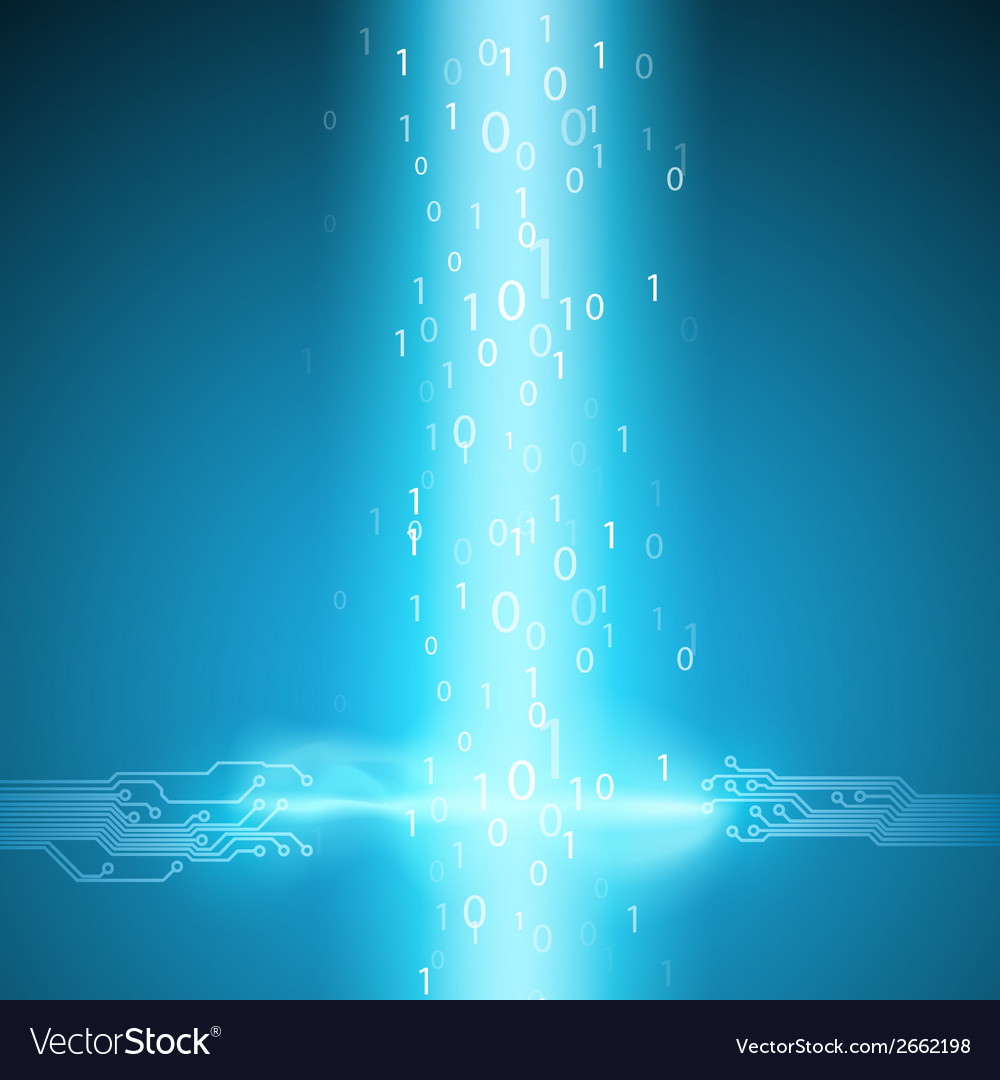 Stream of binary code with a circuit board texture