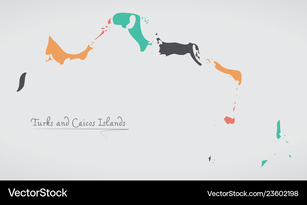 Turks and caicos islands map with states Vector Image