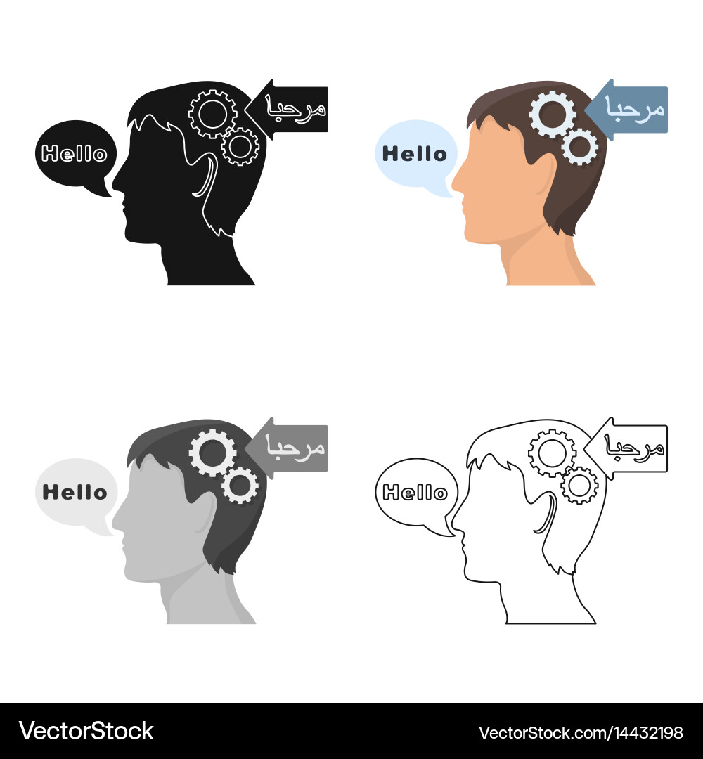 Understanding of foreign language icon in cartoon Vector Image