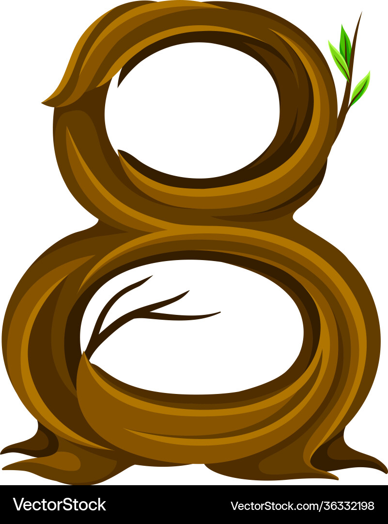 Woody number eight arranged from branching tree Vector Image