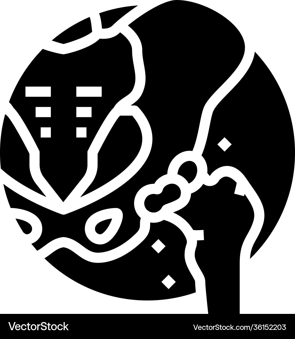Articular cartilage gout glyph icon Royalty Free Vector