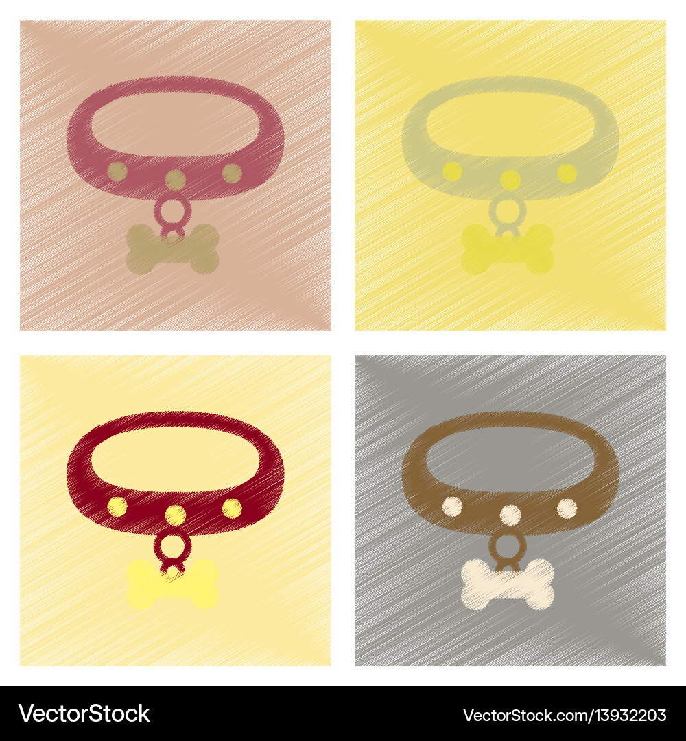 Assembly flat shading style icons dog collar Vector Image