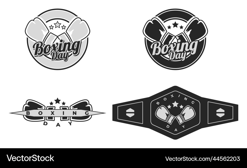 Boxing day logo set menu drink gloves Royalty Free Vector
