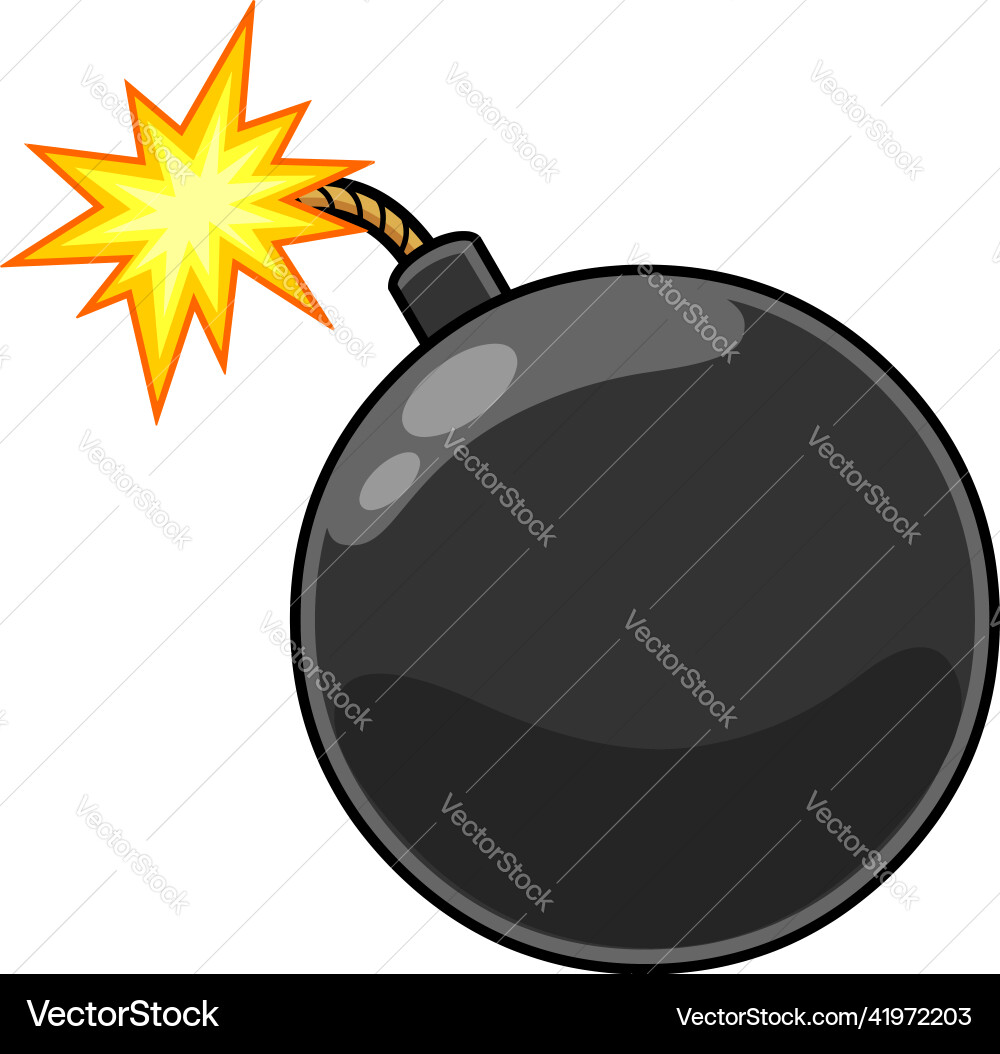 Cartoon bomb with lit fuse Royalty Free Vector Image