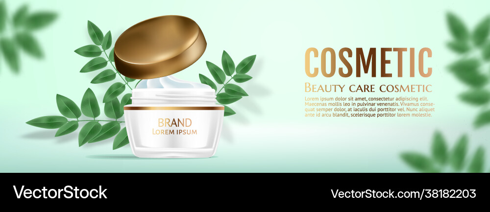 Cosmetic product ad template ads jar white Vector Image