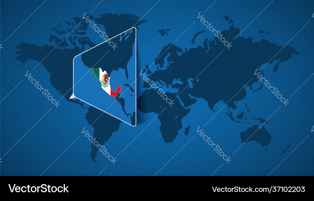 Detailed world map with pinned enlarged map Vector Image