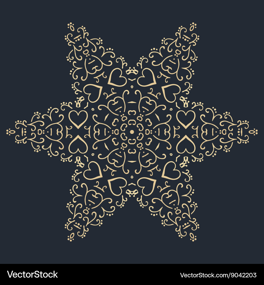 Gold round ornament pattern on black background Vector Image