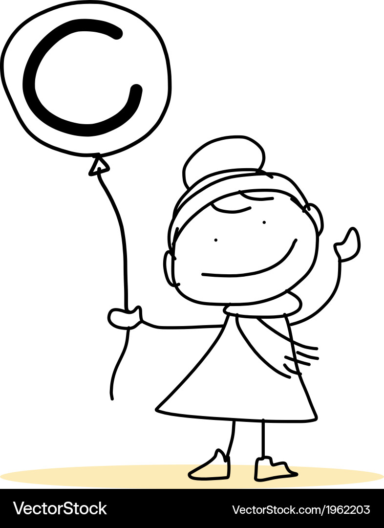 Happy alphabet hand-drawn cartoon Royalty Free Vector Image