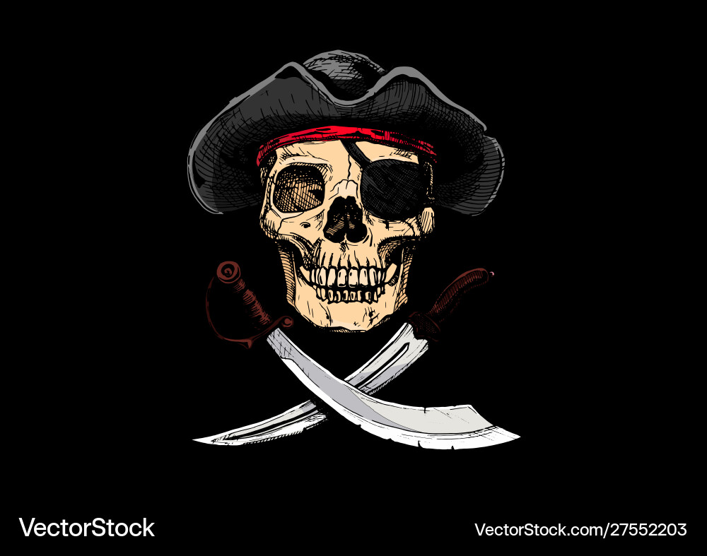 Jolly roger pirates treated flags Royalty Free Vector Image