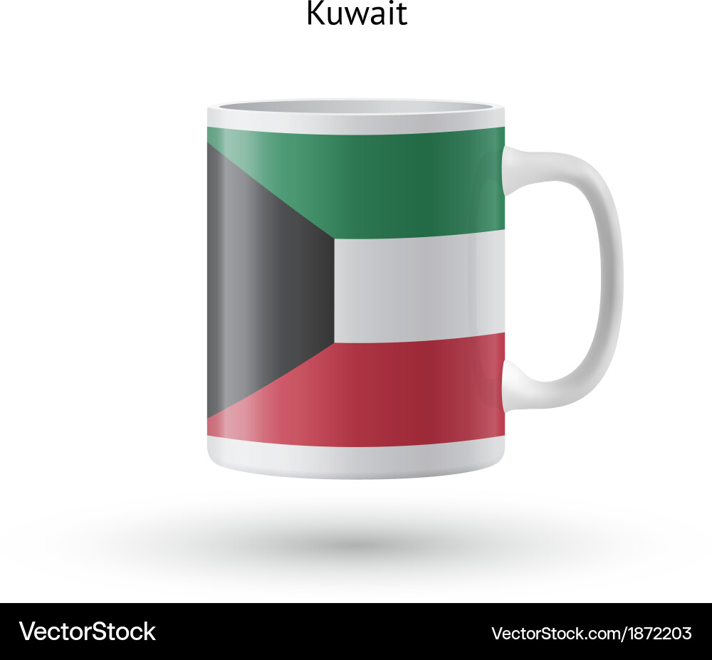 Kuwait flag souvenir mug on white background Vector Image